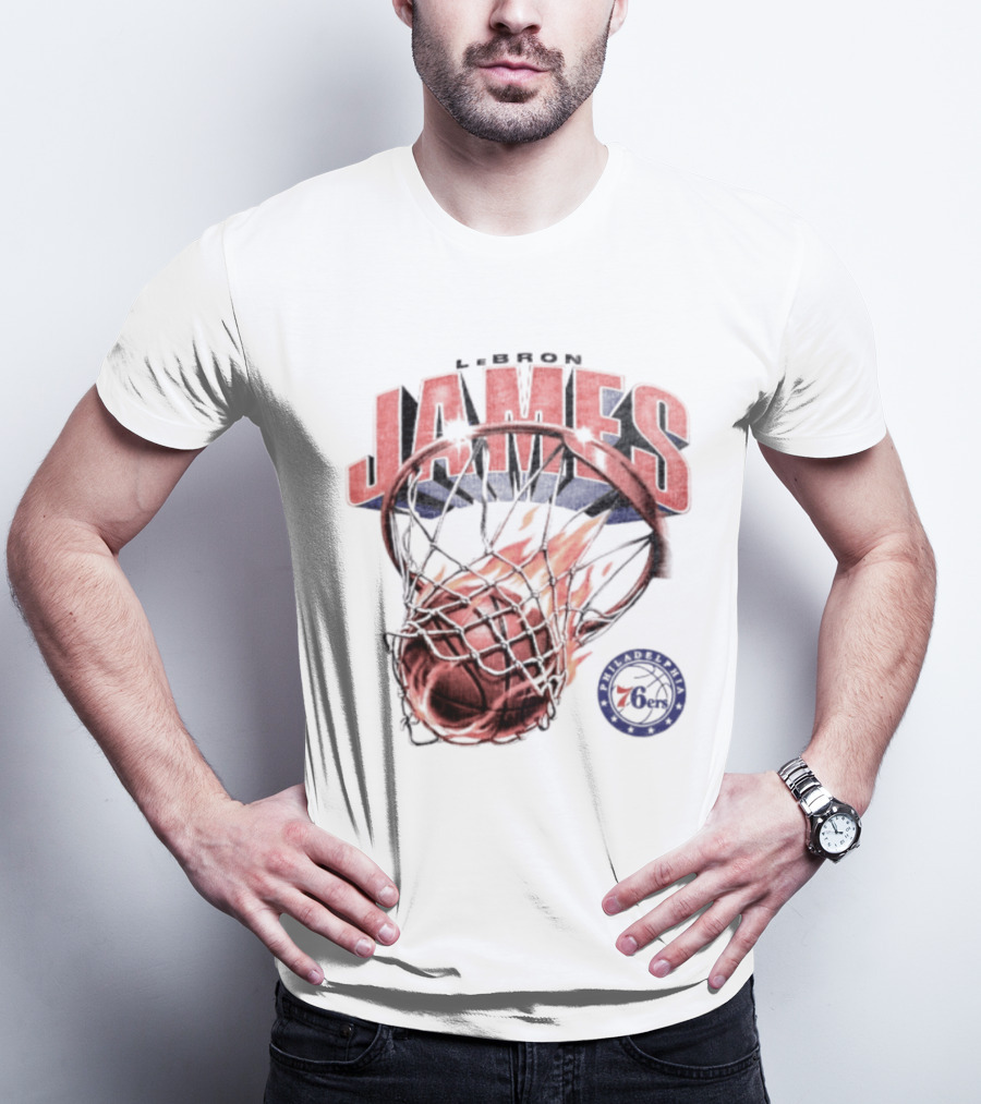 LeBron James 23 Basketball Fire Hoop Philadelphia 76ers T-Shirt