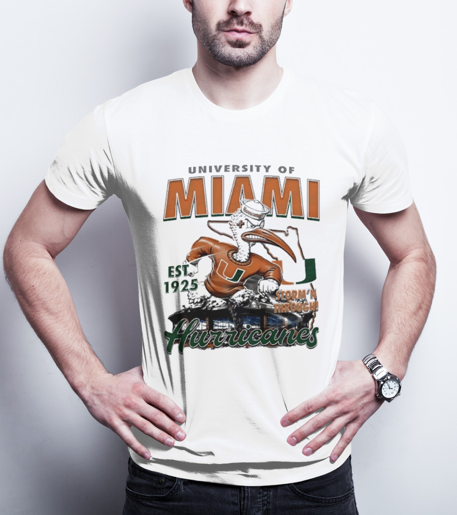 University Of Miami Hurricanes Est 1925 Storm'N Through T-Shirt