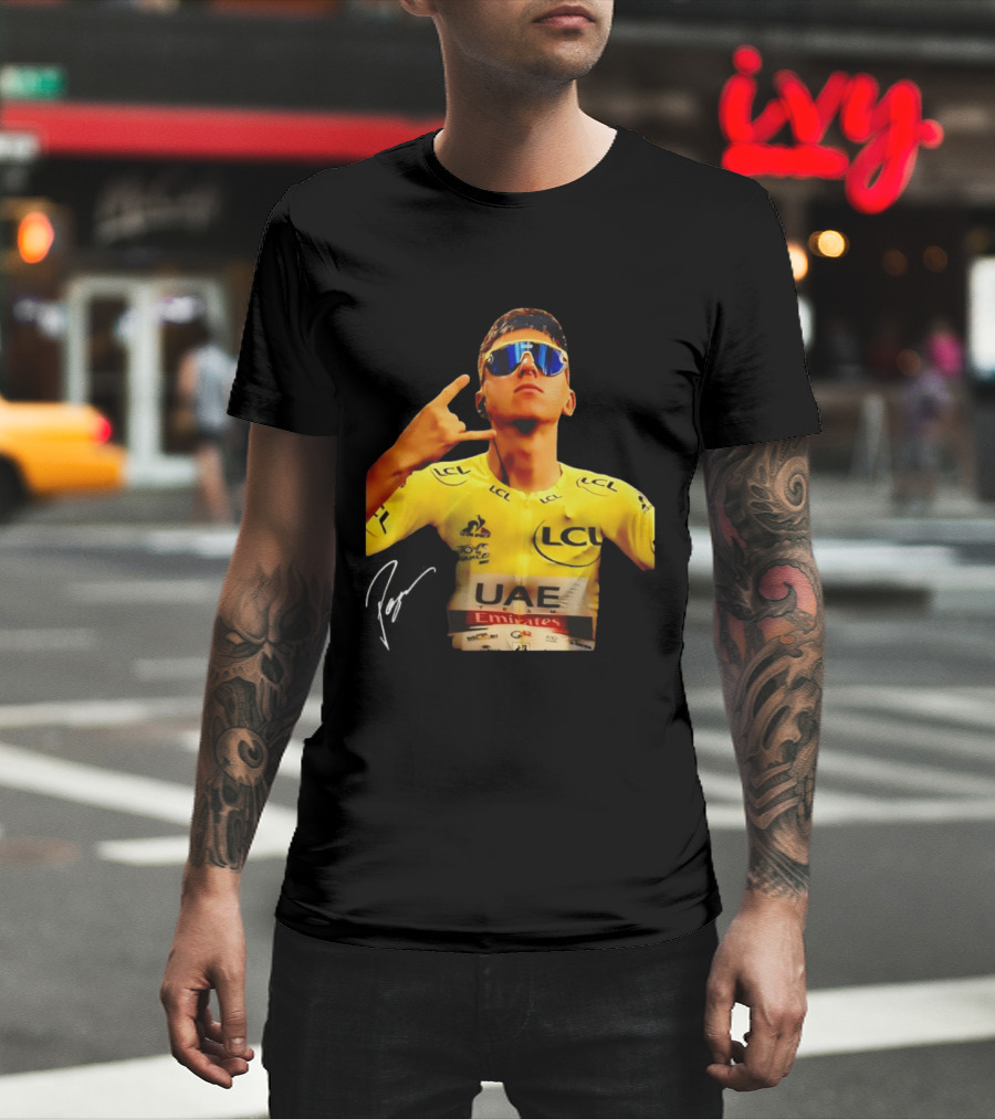 Tadej Pogacar UAE Emirates Cycling Team Slovenia LCL Yellow Jersey T-Shirt