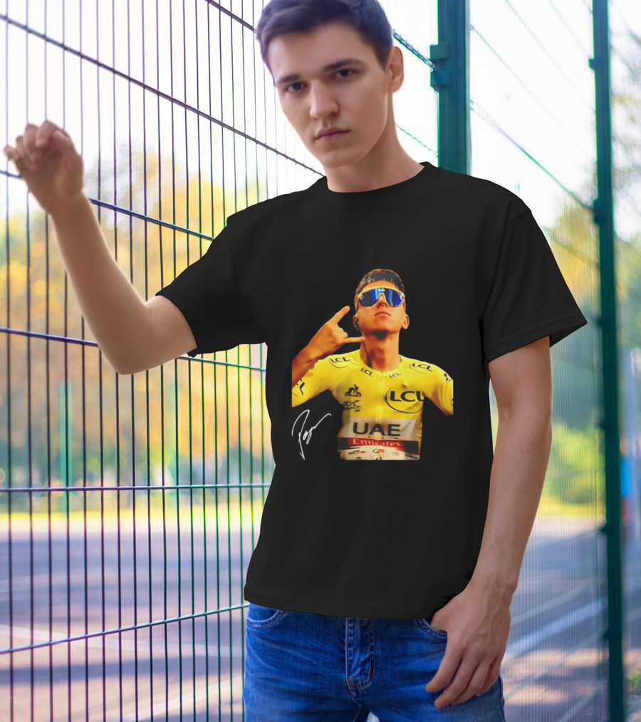 Tadej Pogacar UAE Emirates Cycling Team Slovenia LCL Yellow Jersey T-Shirt