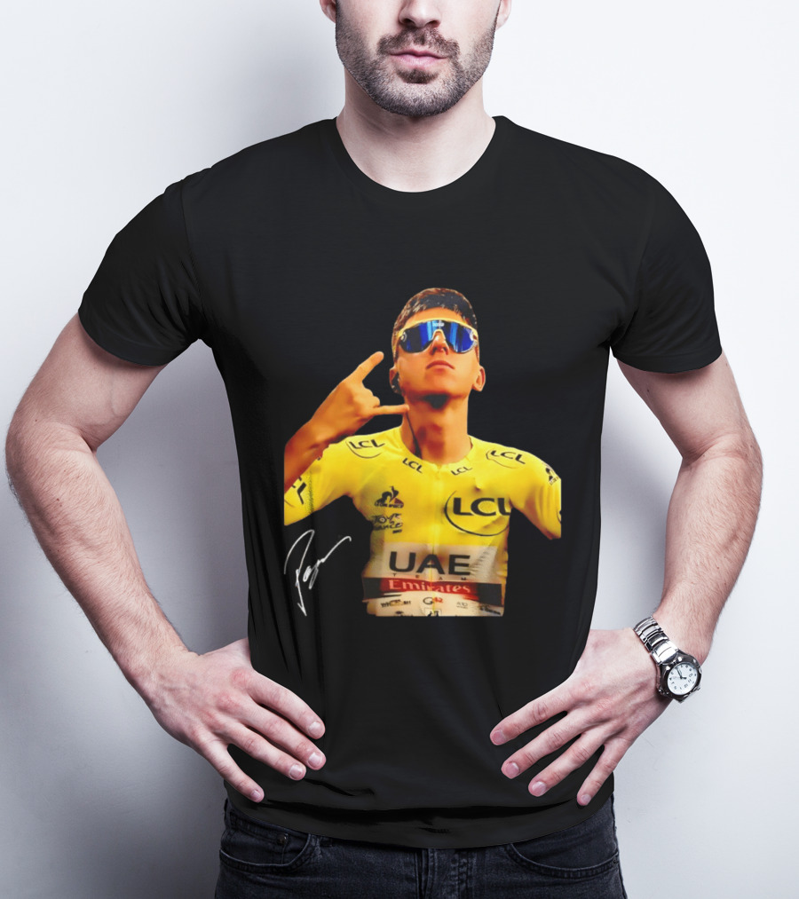 Tadej Pogacar UAE Emirates Cycling Team Slovenia LCL Yellow Jersey T-Shirt