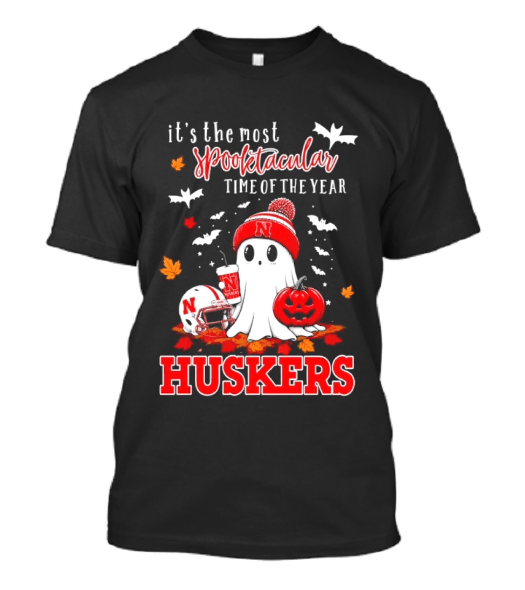 Nebraska Cornhuskers Spooktacular Halloween Ghost Huskers Football Time 2026 T-Shirt