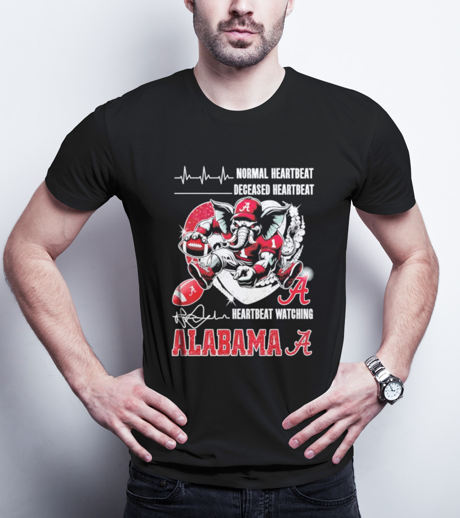 Alabama Crimson Tide Heartbeat Ing Football Fan Spirit T-Shirt