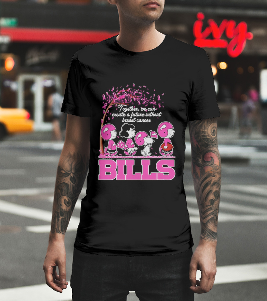 Peanuts Buffalo Bills Together We Can Create A Future Without Breast Cancer T-Shirt