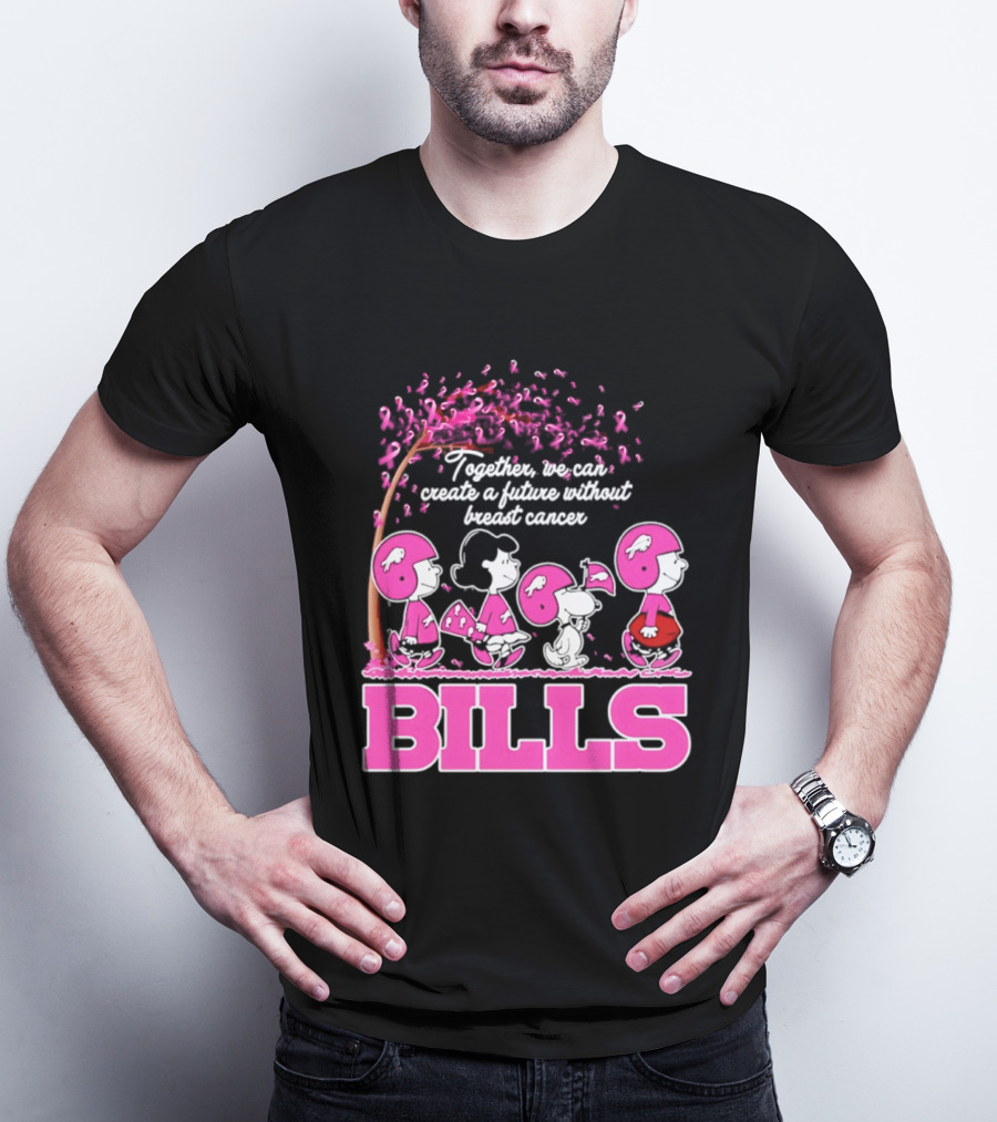 Peanuts Buffalo Bills Together We Can Create A Future Without Breast Cancer T-Shirt