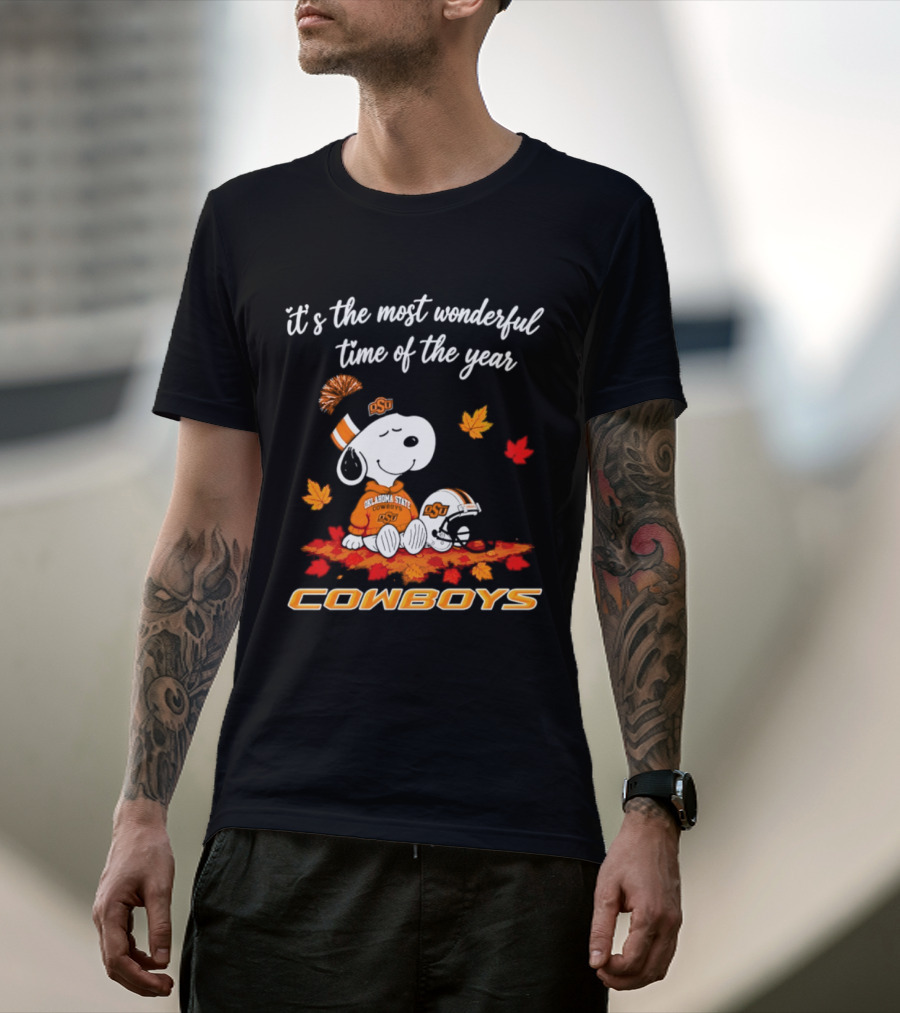 Snoopy Oklahoma State Cowboys It's The Most Wonderful Time Of The Year Halloween 2026 T-Shirt