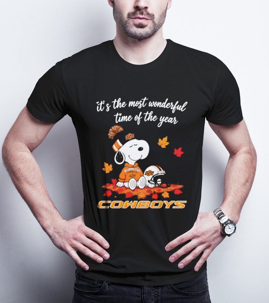 Snoopy Oklahoma State Cowboys It's The Most Wonderful Time Of The Year Halloween 2026 T-Shirt