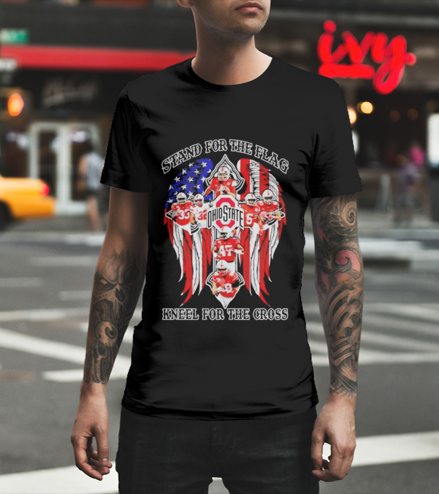 Stand For The Flag Kneel For The Cross Ohio State Buckeyes NCAA Football T-Shirt