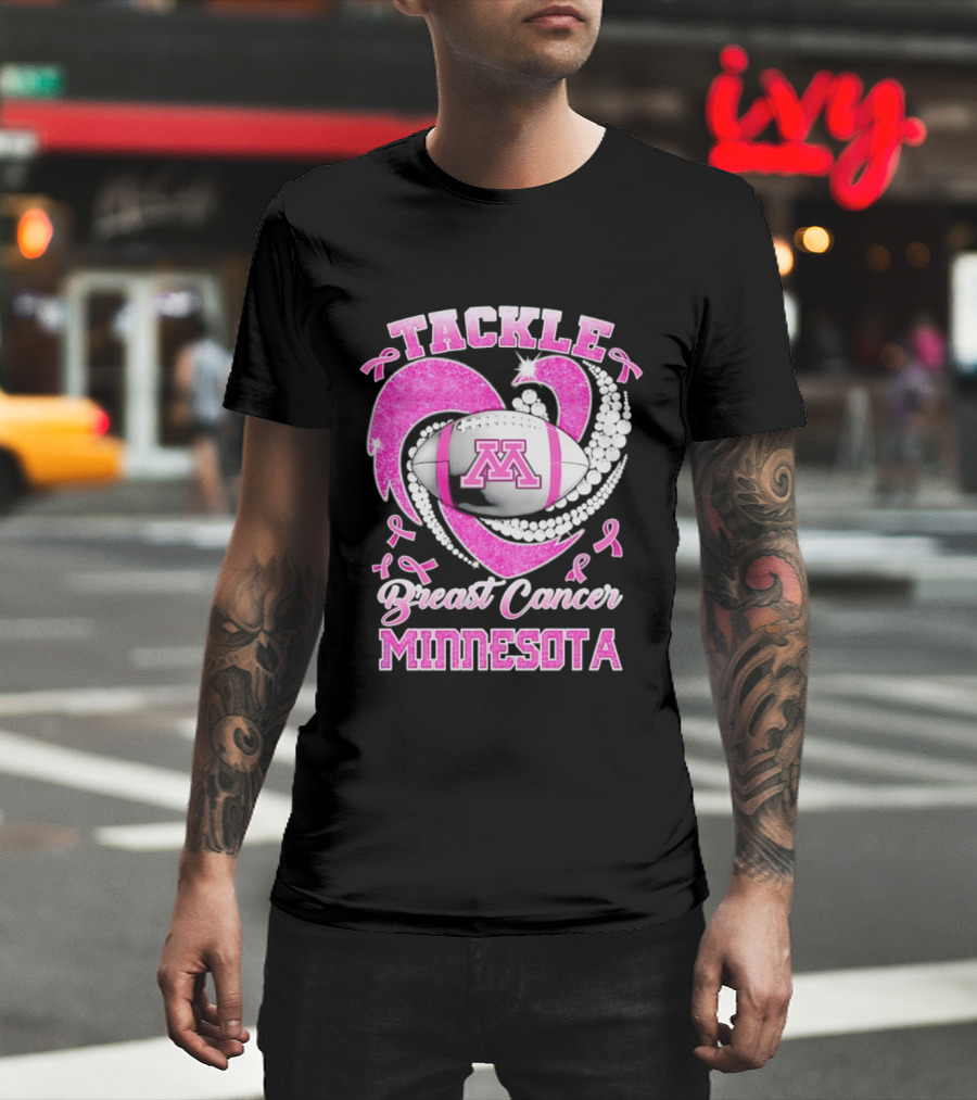 Pink Ribbon Tackle Breast Cancer Minnesota Football T-Shirt