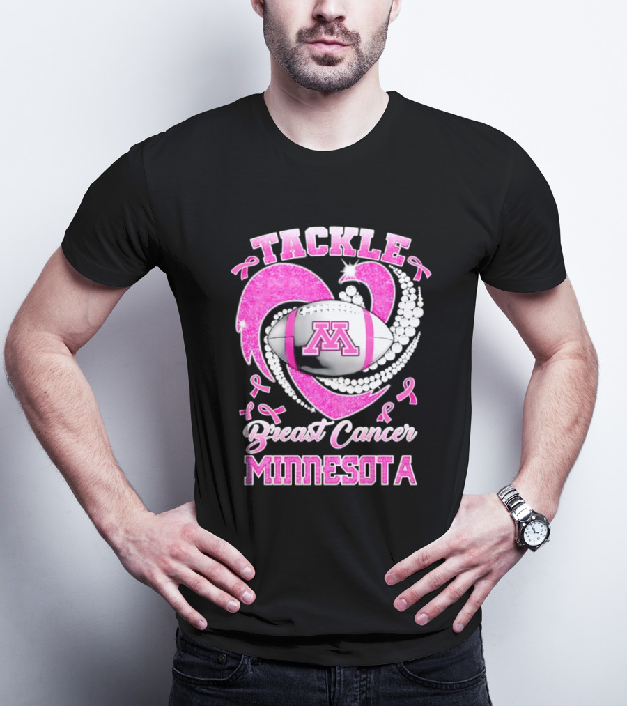 Pink Ribbon Tackle Breast Cancer Minnesota Football T-Shirt