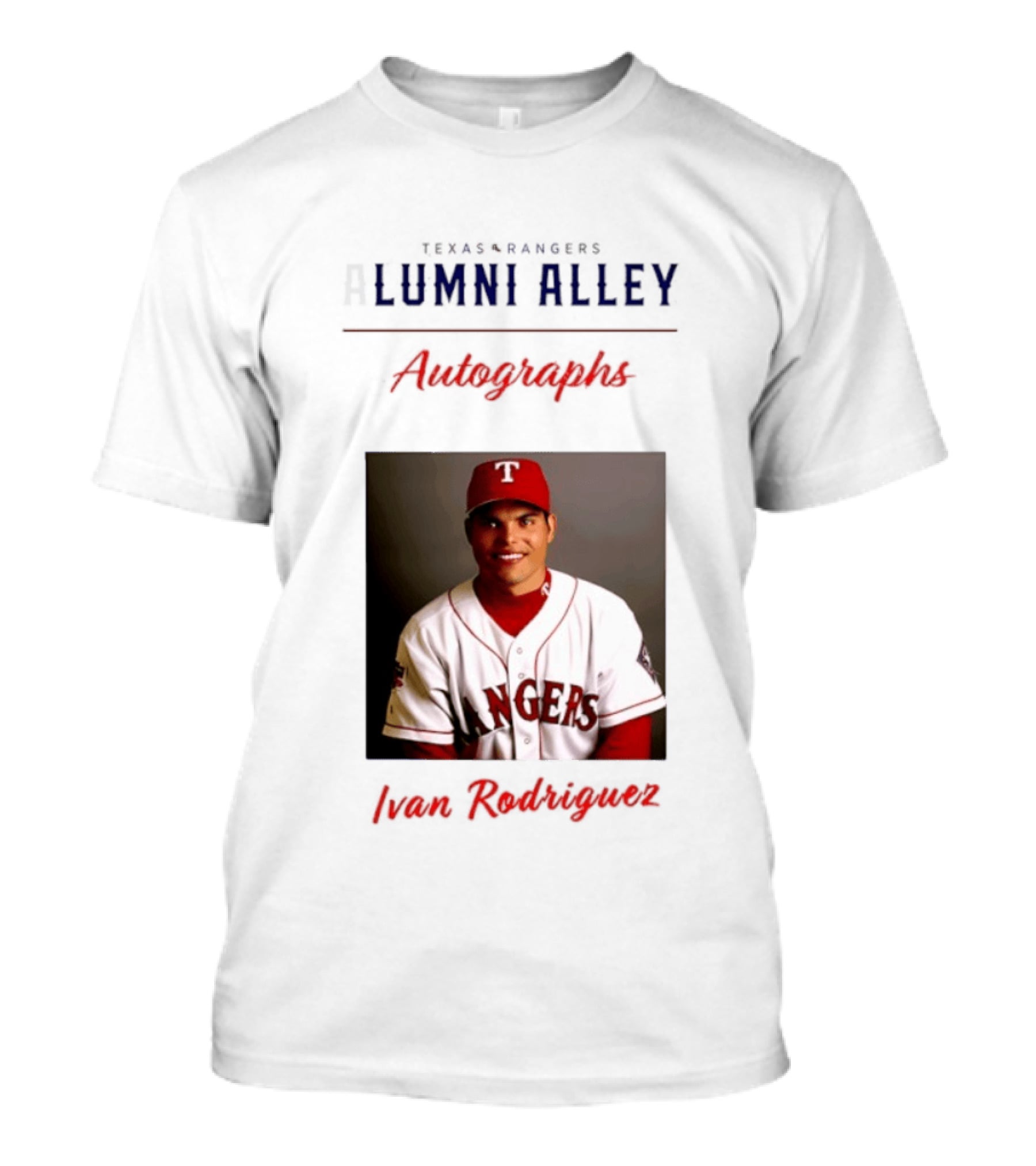 Texas Rangers Alumni Alley Ivan Rodriguez Autographs T-Shirt