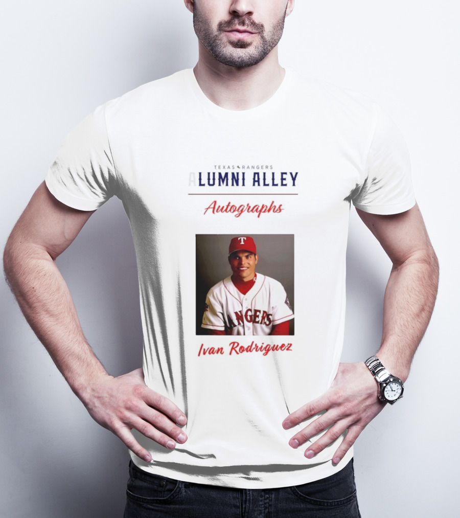 Texas Rangers Alumni Alley Ivan Rodriguez Autographs T-Shirt