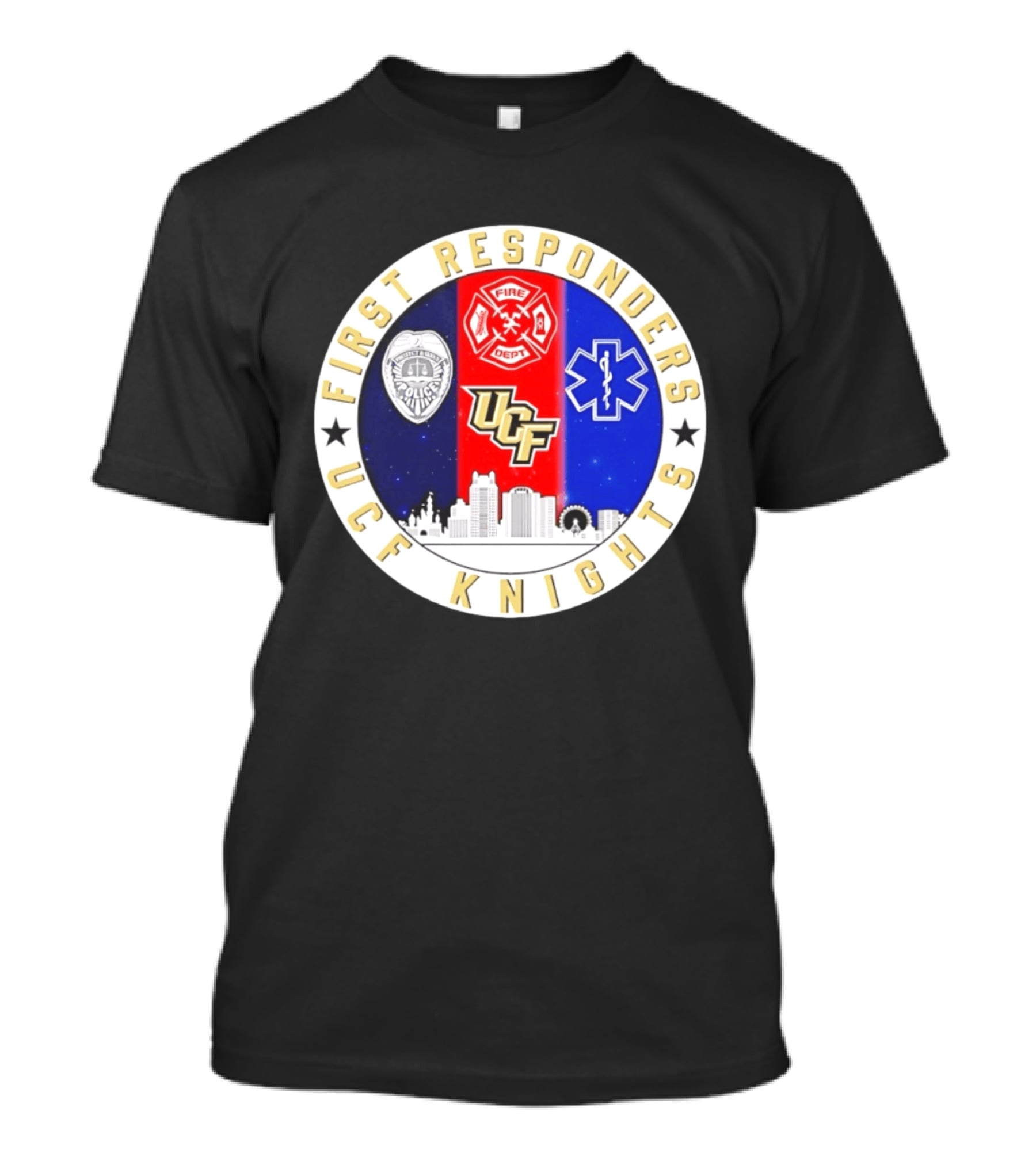 UCF Knights First Responders Orlando Skyline Police Fire EMS T-Shirt