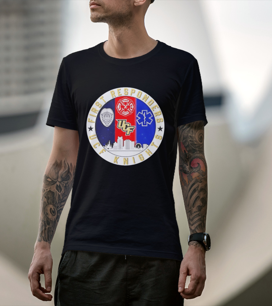UCF Knights First Responders Orlando Skyline Police Fire EMS T-Shirt