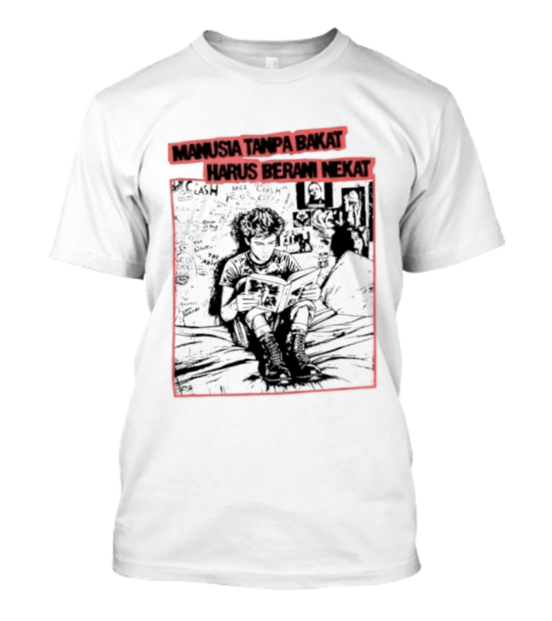 Manusia Tanpa Bakat Harus Berani Nekat Punk Collage T-Shirt