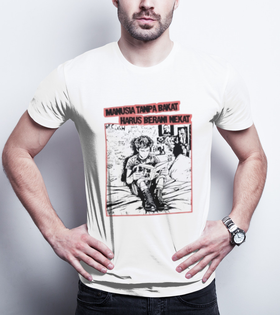 Manusia Tanpa Bakat Harus Berani Nekat Punk Collage T-Shirt