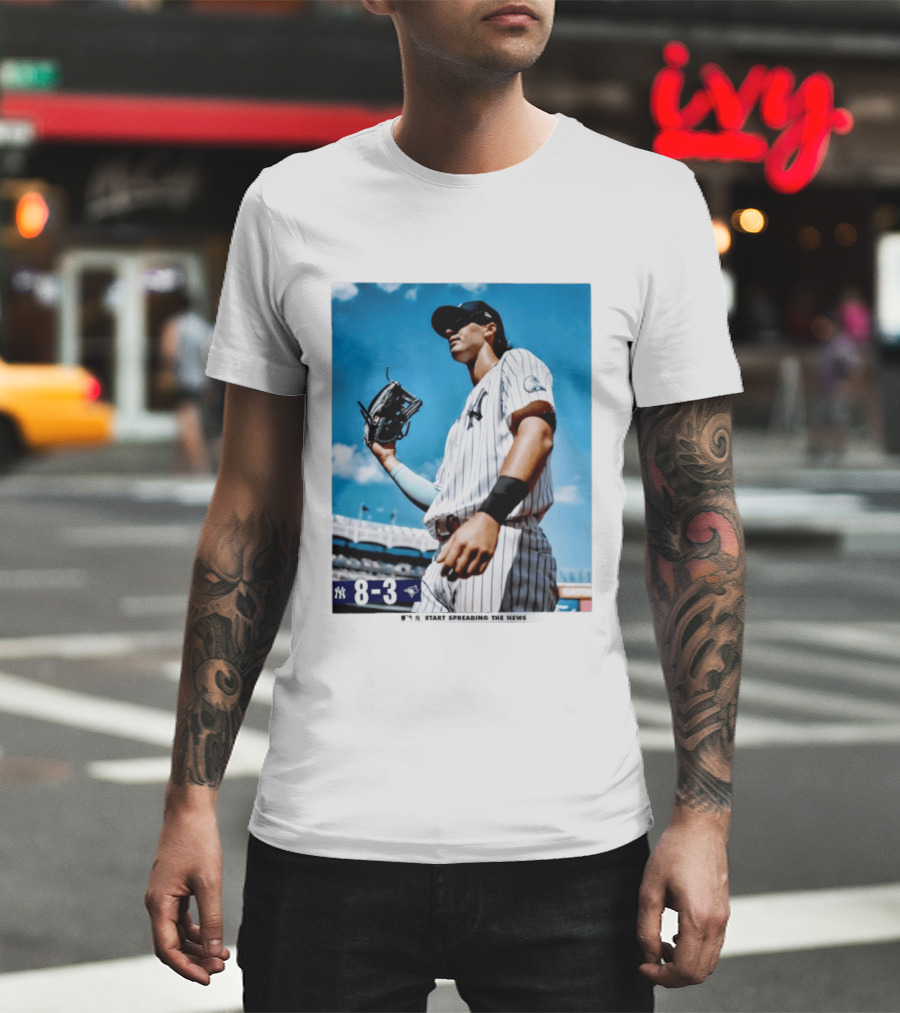 New York Yankees Player 8 3 Start Spreading The News T-Shirt