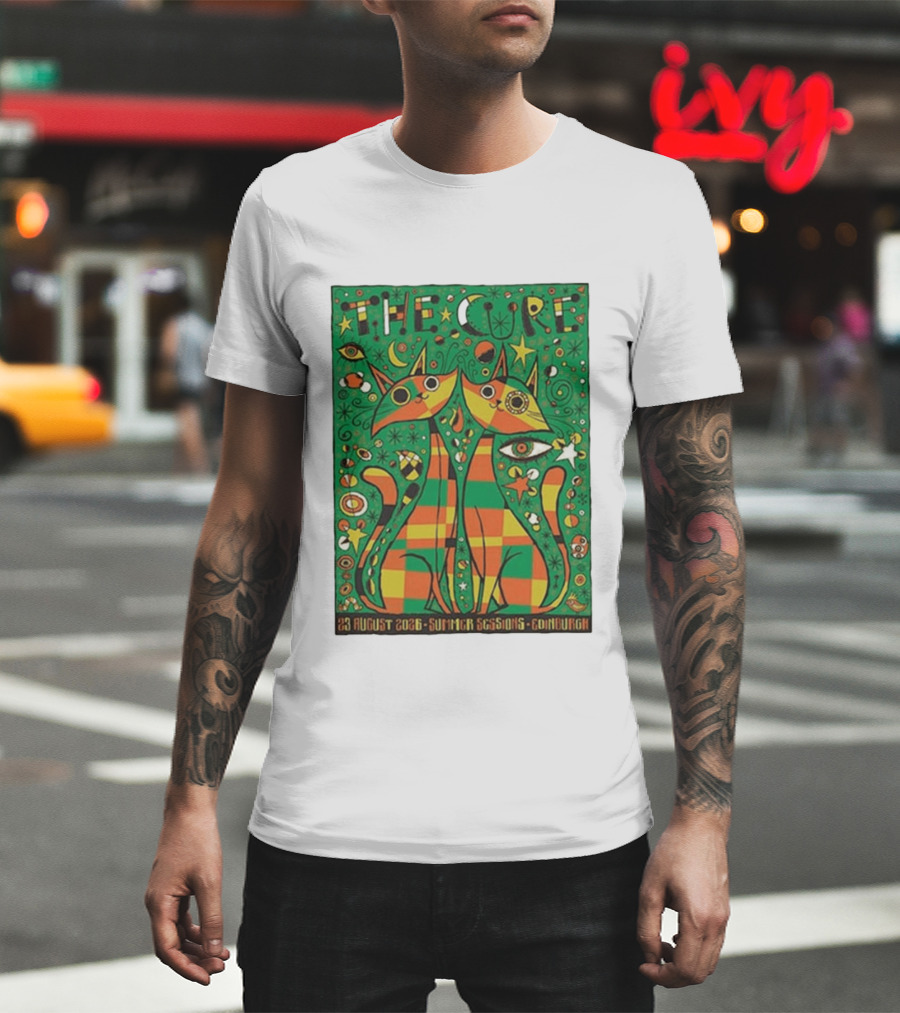 The Cure Summer Sessions Edinburgh August 2026 Two Cats Psychedelic T-Shirt