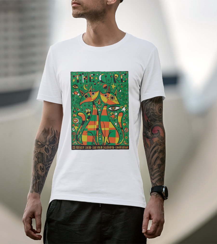 The Cure Summer Sessions Edinburgh August 2026 Two Cats Psychedelic T-Shirt