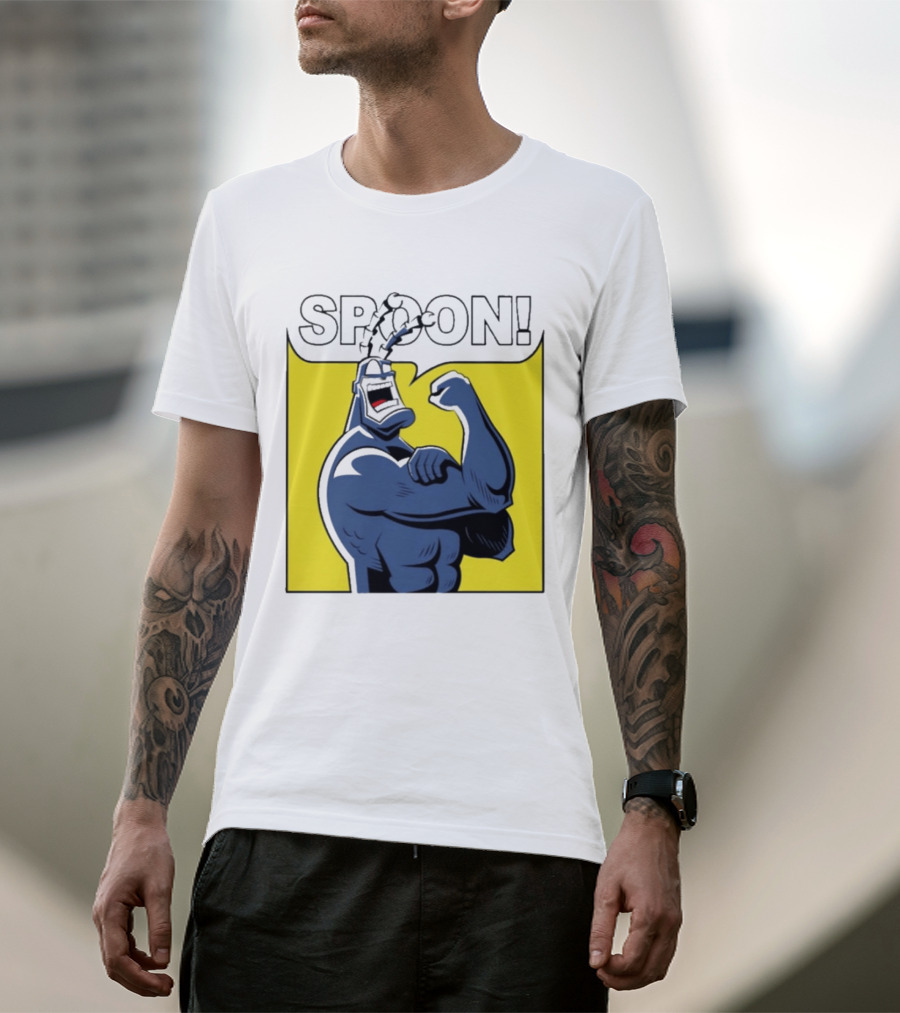 Spoon Mighty Hero Cartoon Catchphrase T-Shirt