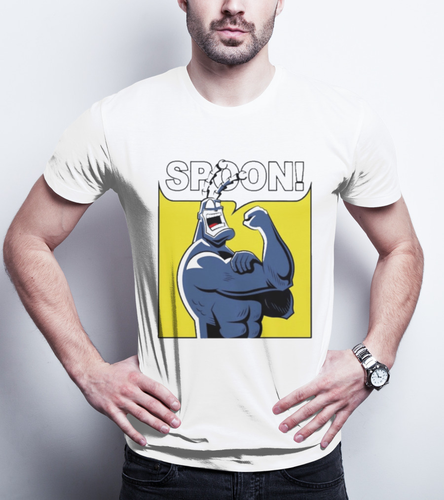 Spoon Mighty Hero Cartoon Catchphrase T-Shirt