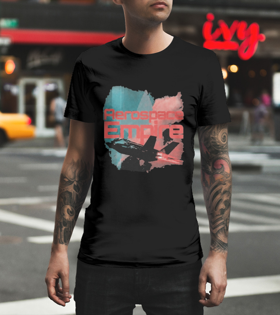 Aerospace Empire Futuristic Jet With Vapor Trails And Vibrant Color Palette T-Shirt