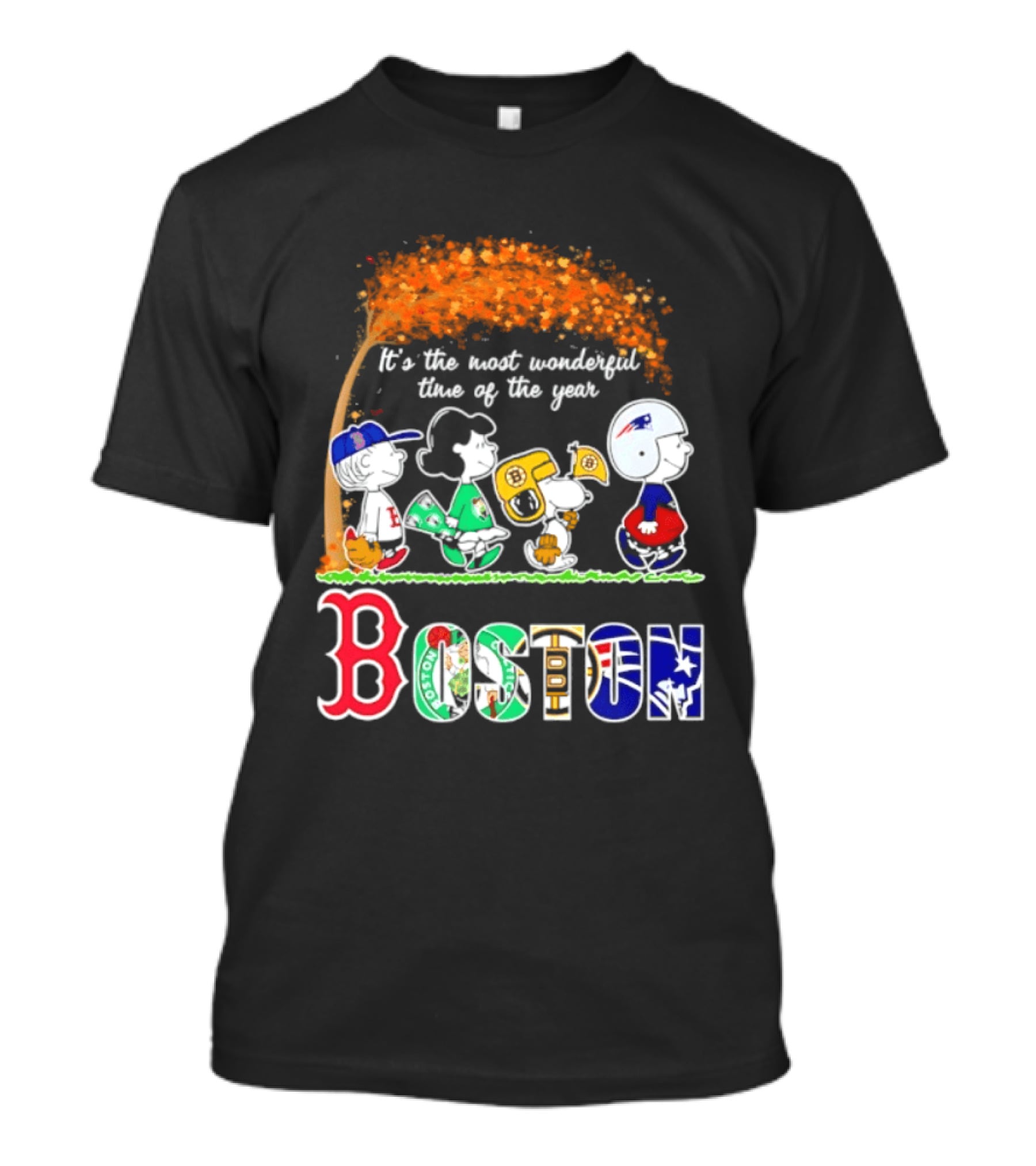 Boston Sports Team X Peanuts It's The Most Wonderful Time Of The Year Halloween 2026 Fall Autumn T-Shirt