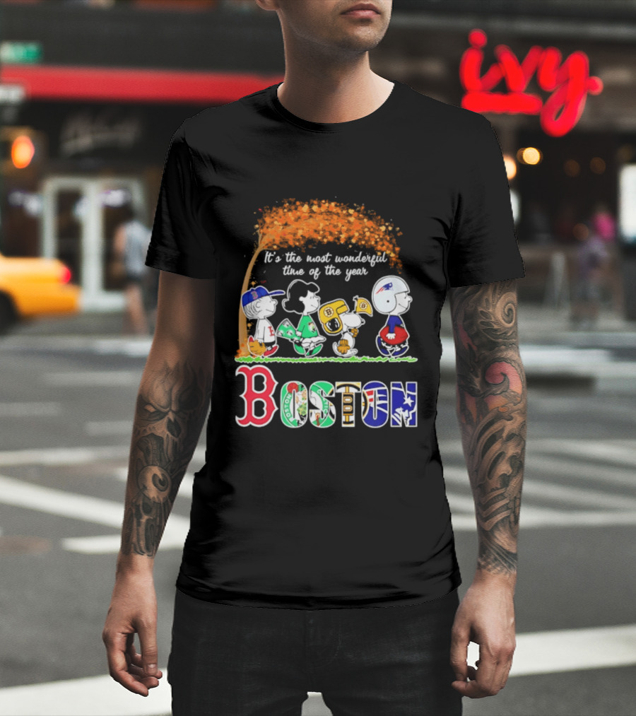 Boston Sports Team X Peanuts It's The Most Wonderful Time Of The Year Halloween 2026 Fall Autumn T-Shirt