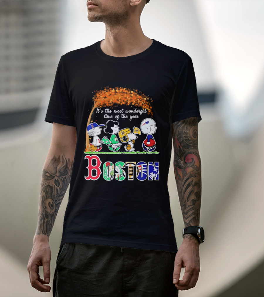 Boston Sports Team X Peanuts It's The Most Wonderful Time Of The Year Halloween 2026 Fall Autumn T-Shirt