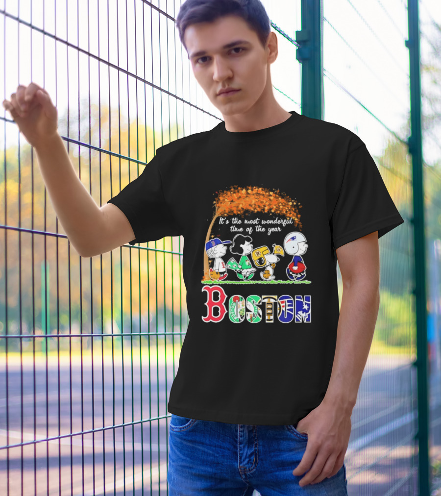 Boston Sports Team X Peanuts It's The Most Wonderful Time Of The Year Halloween 2026 Fall Autumn T-Shirt