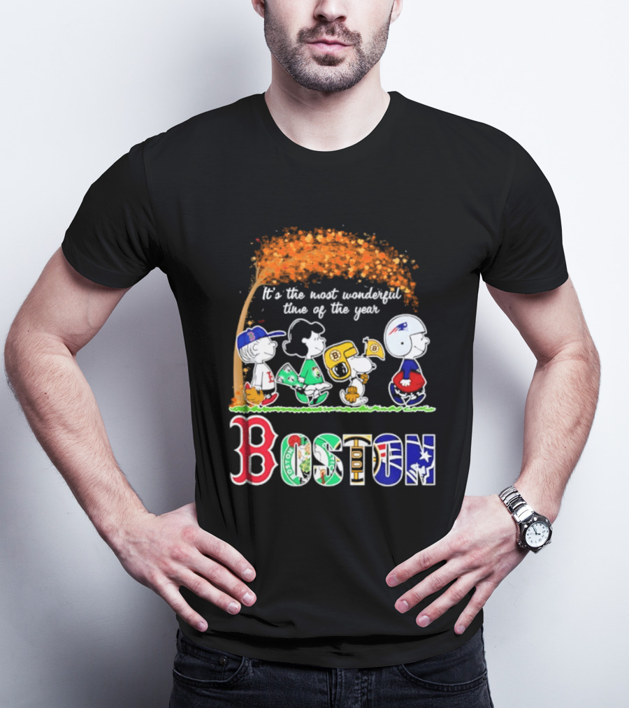 Boston Sports Team X Peanuts It's The Most Wonderful Time Of The Year Halloween 2026 Fall Autumn T-Shirt