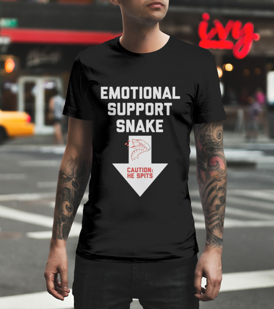Emotional Support Snake Caution He Spits Warning Arrow T-Shirt