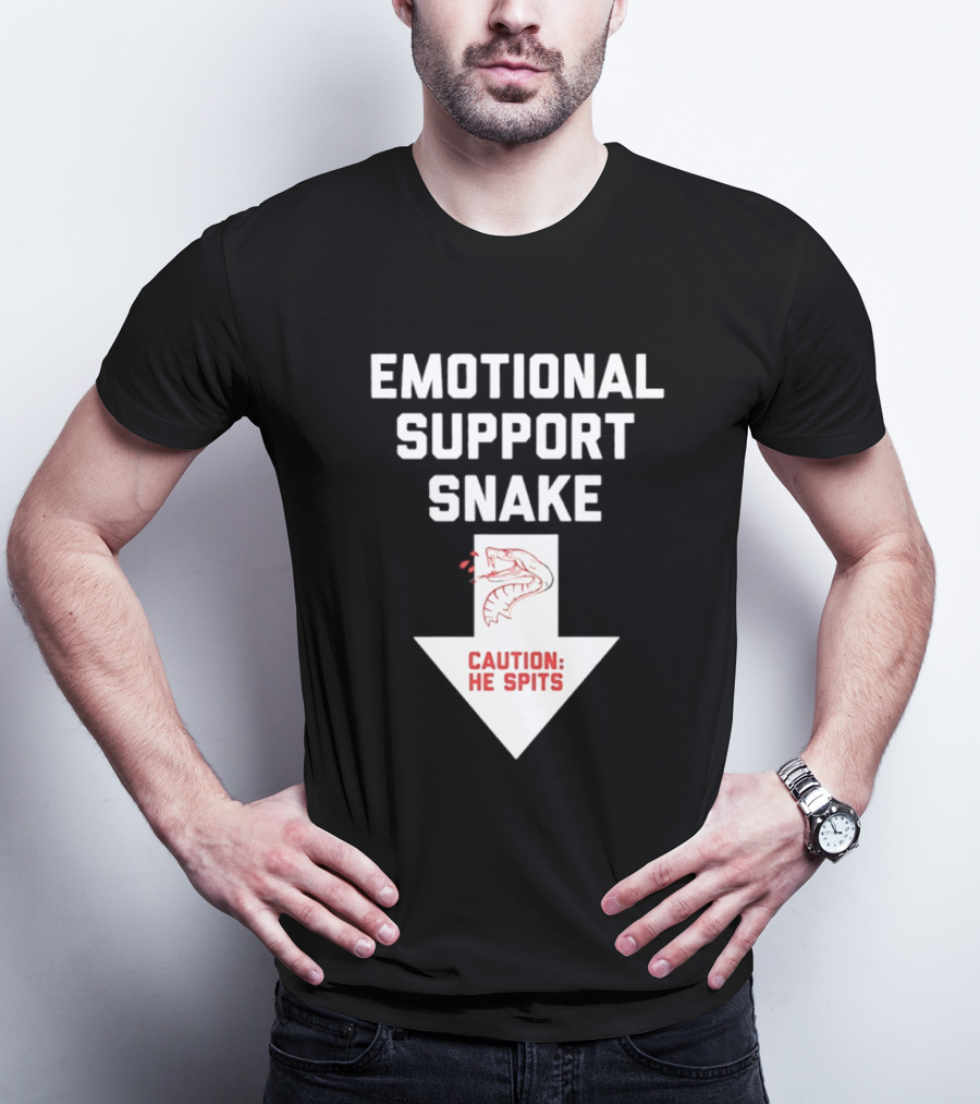 Emotional Support Snake Caution He Spits Warning Arrow T-Shirt