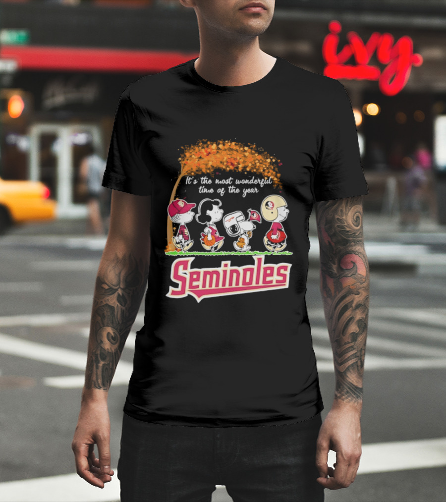 Florida State Seminoles Peanuts Halloween 2026 It's The Most Wonderful Time Of The Year T-Shirt