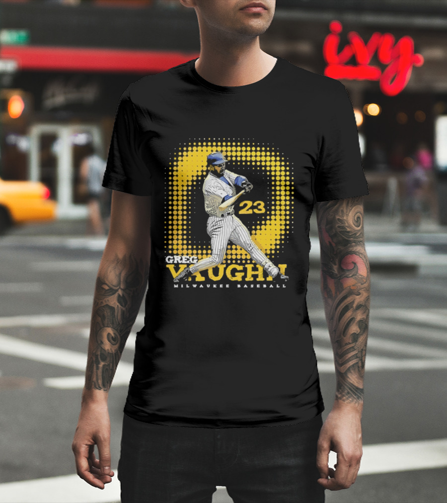 Greg Vaughn 23 Milwaukee Brewers Baseball Dots Player T-Shirt