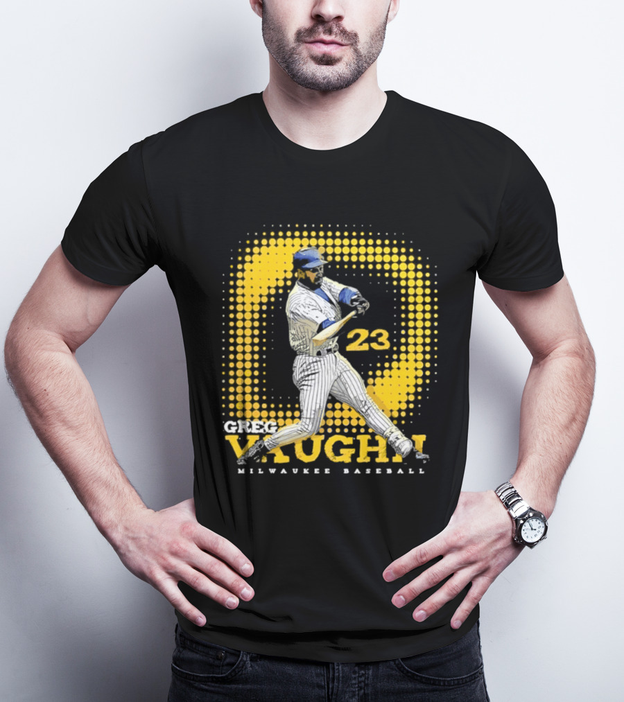 Greg Vaughn 23 Milwaukee Brewers Baseball Dots Player T-Shirt