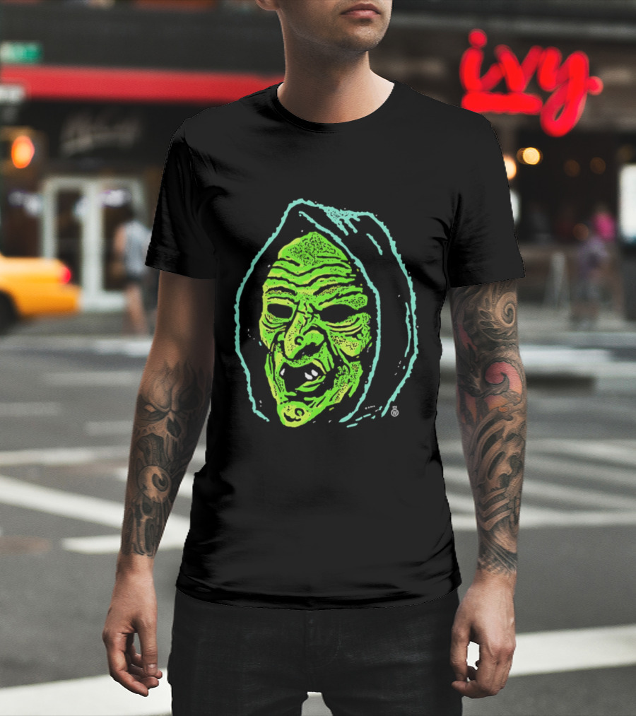 Halloween Witch Green Face Spooky Horror Costume T-Shirt