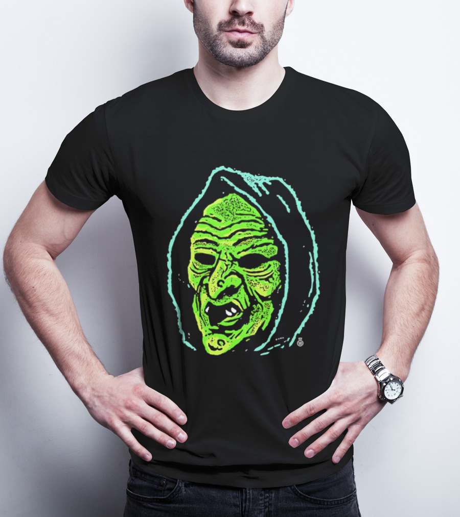 Halloween Witch Green Face Spooky Horror Costume T-Shirt