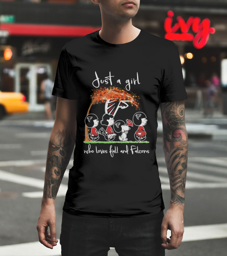 Just A Girl Who Loves Fall And Falcons Football Halloween 2026 T-Shirt