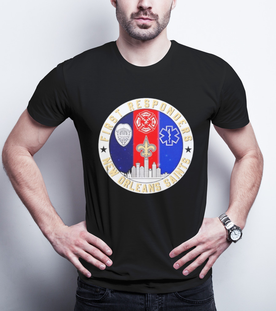 New Orleans Saints First Responders Tribute 9.11 Skyline Fire Dept Police EMT T-Shirt