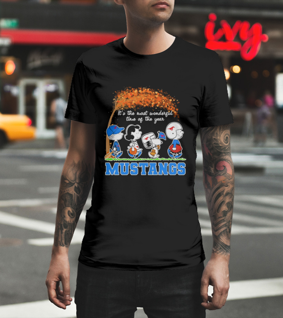 SMU Mustangs Peanuts Most Wonderful Time Of The Year Fall Halloween 2026 T-Shirt