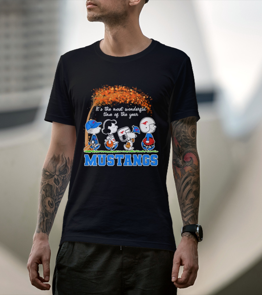 SMU Mustangs Peanuts Most Wonderful Time Of The Year Fall Halloween 2026 T-Shirt