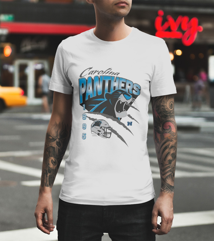 Carolina Panthers 1995 Bagheera Helmet NFL Inaugural Season T-Shirt
