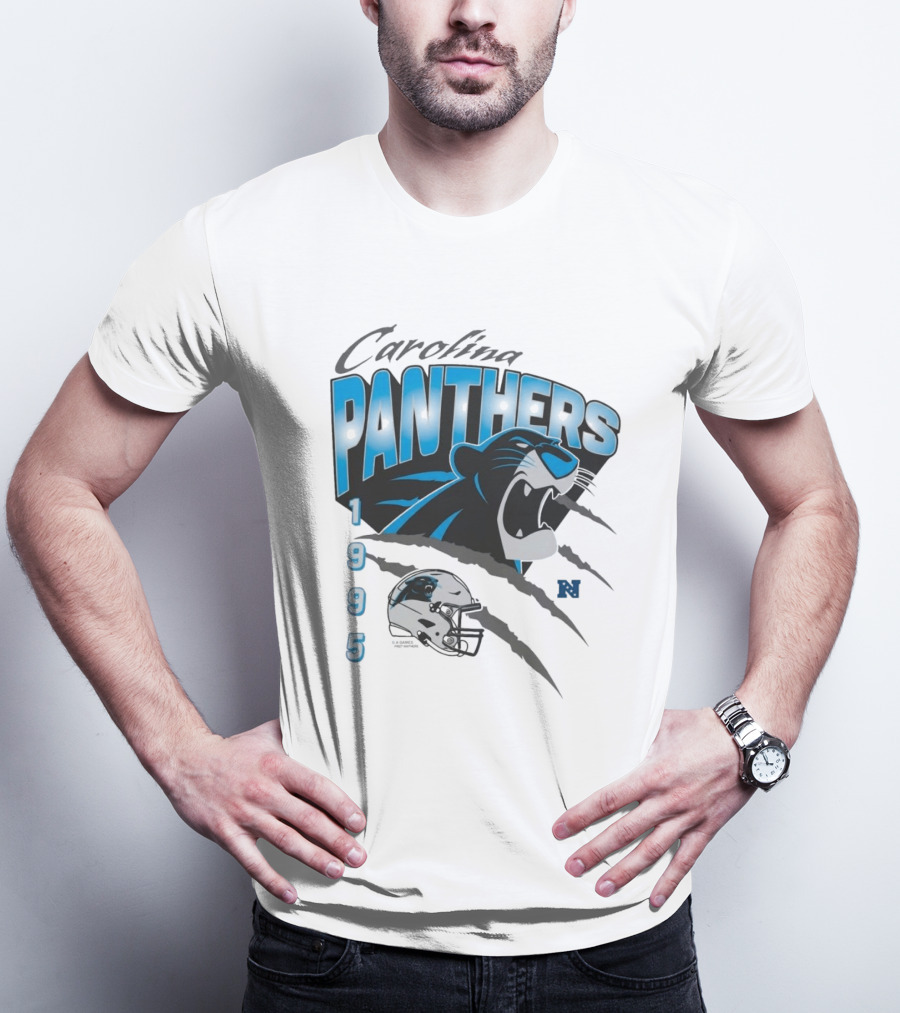 Carolina Panthers 1995 Bagheera Helmet NFL Inaugural Season T-Shirt