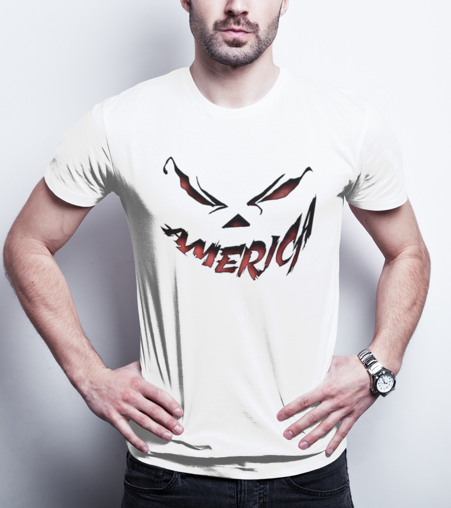 American Halloween 2026 Spooky Face 2 Sided T-Shirt