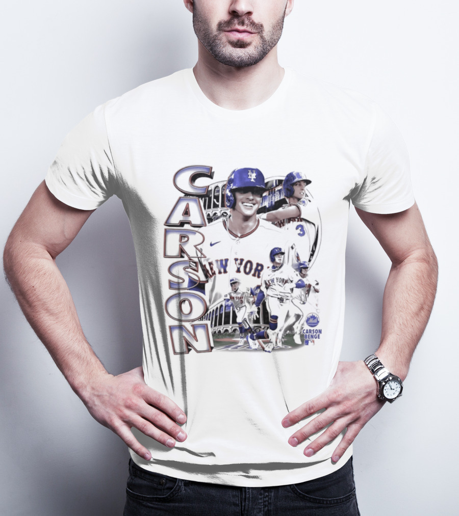 Carson Benge New York Mets MLB Baseball Collage T-Shirt