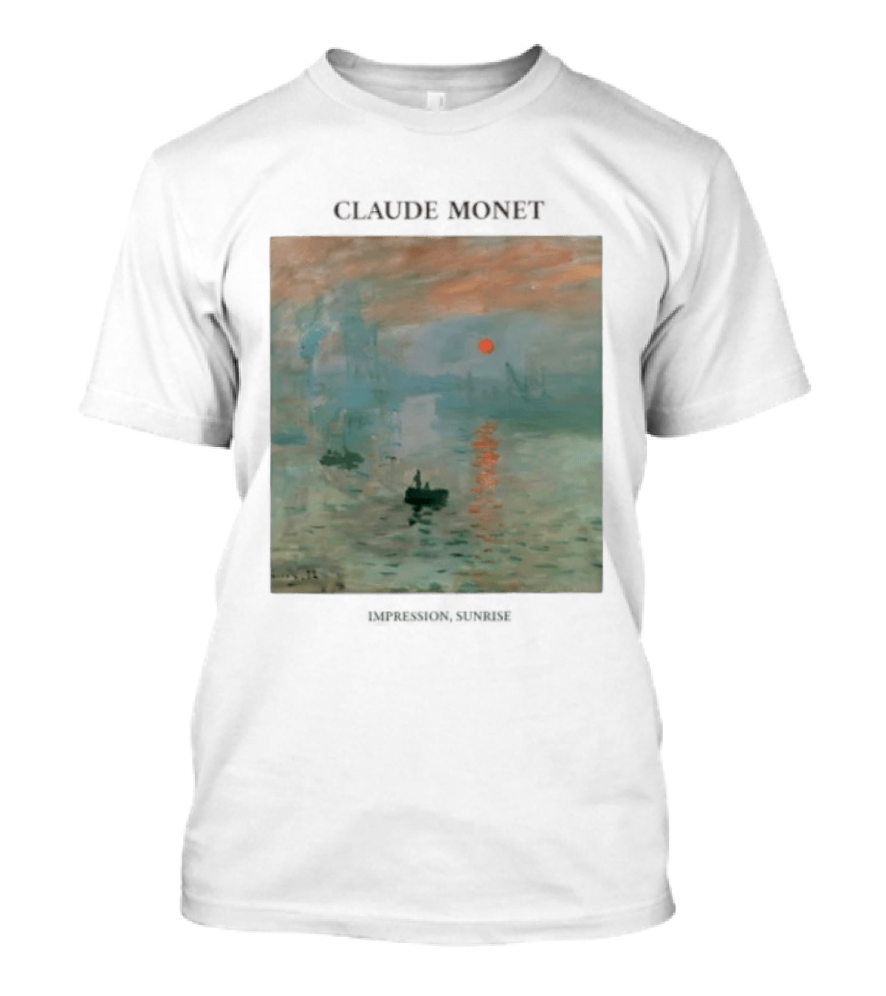 Claude Monet Impression Sunrise Oil Painting T-Shirt