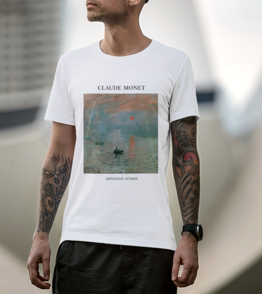 Claude Monet Impression Sunrise Oil Painting T-Shirt