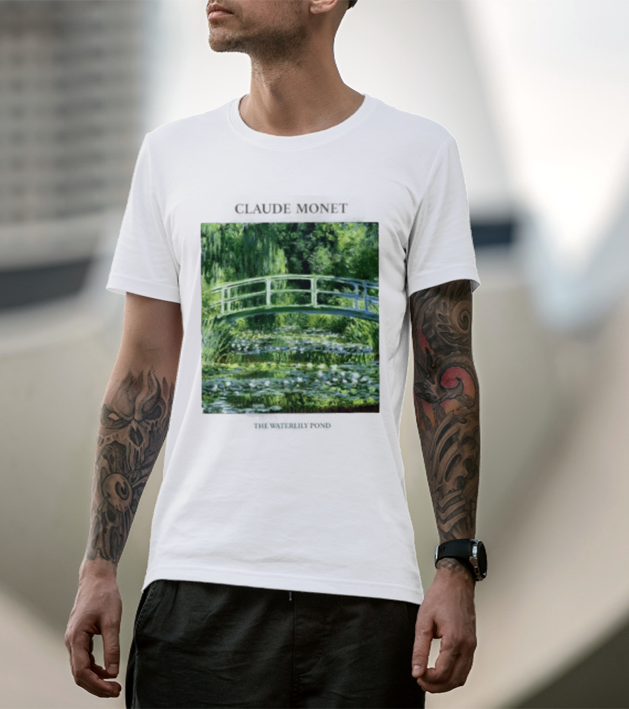 Claude Monet The Waterlily Pond Painting Scenic Landscape T-Shirt