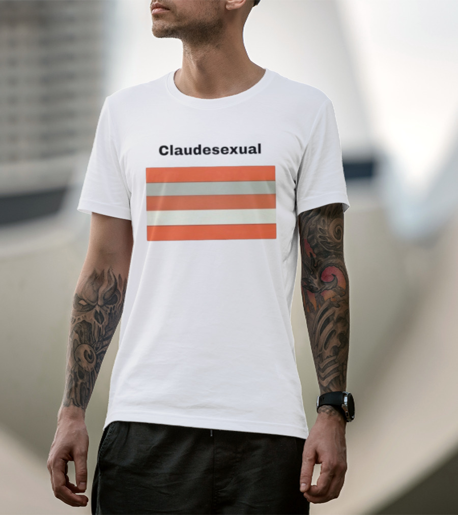 Claudesexual Pride Flag LGBTQ Identity Orange And Gray Stripes T-Shirt